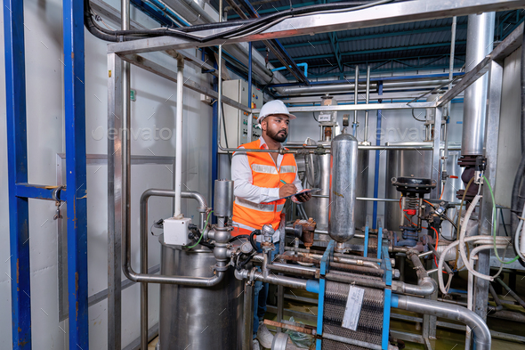 Mechanical engineer inspection pipe tube connection commissioning ready ...