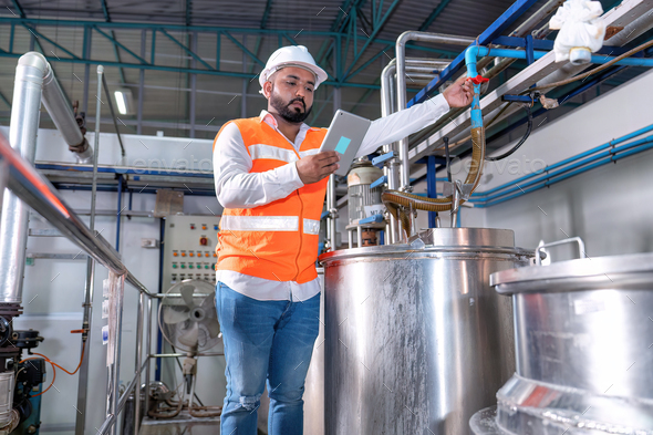 Mechanical engineer inspection pipe tube connection commissioning ready ...