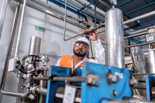 Mechanical engineer inspection pipe tube connection commissioning ready ...