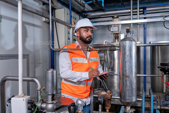 Mechanical engineer inspection pipe tube connection commissioning ready ...