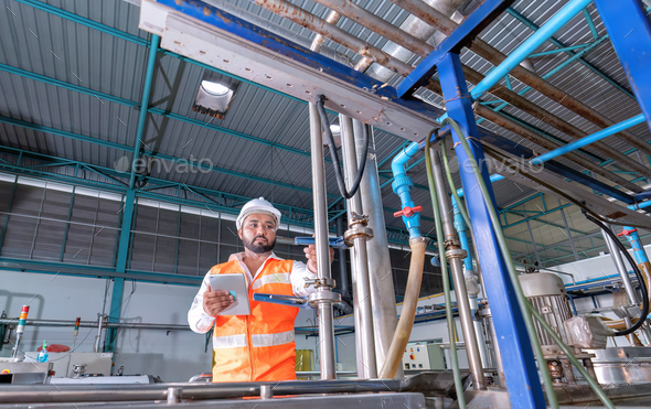 Mechanical engineer inspection pipe tube connection commissioning ready ...