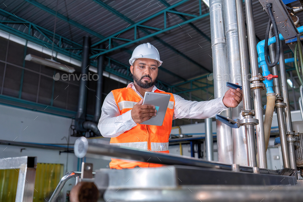 Mechanical engineer inspection pipe tube connection commissioning ready ...