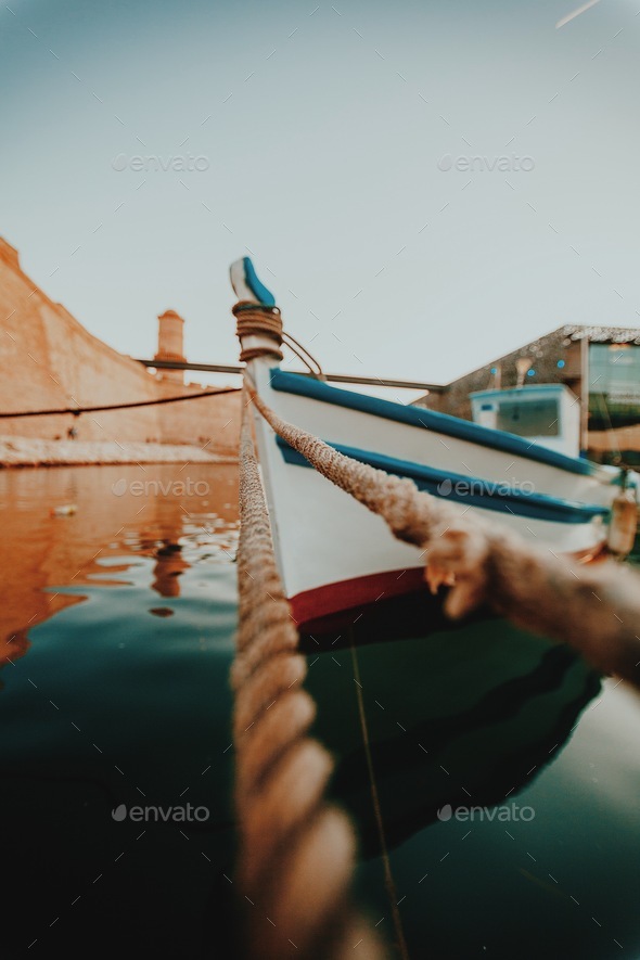 Wide angle of a boat on a deck Stock Photo by Lemnaouer | PhotoDune