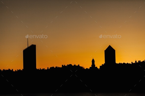 Silhouette lyon cityscape Stock Photo by Lemnaouer | PhotoDune
