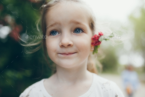 Happy little white girl having fun at the park. Stock Photo by aksenova ...