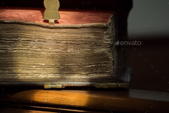 Historical bible in an old church Stock Photo by yogi_ank | PhotoDune