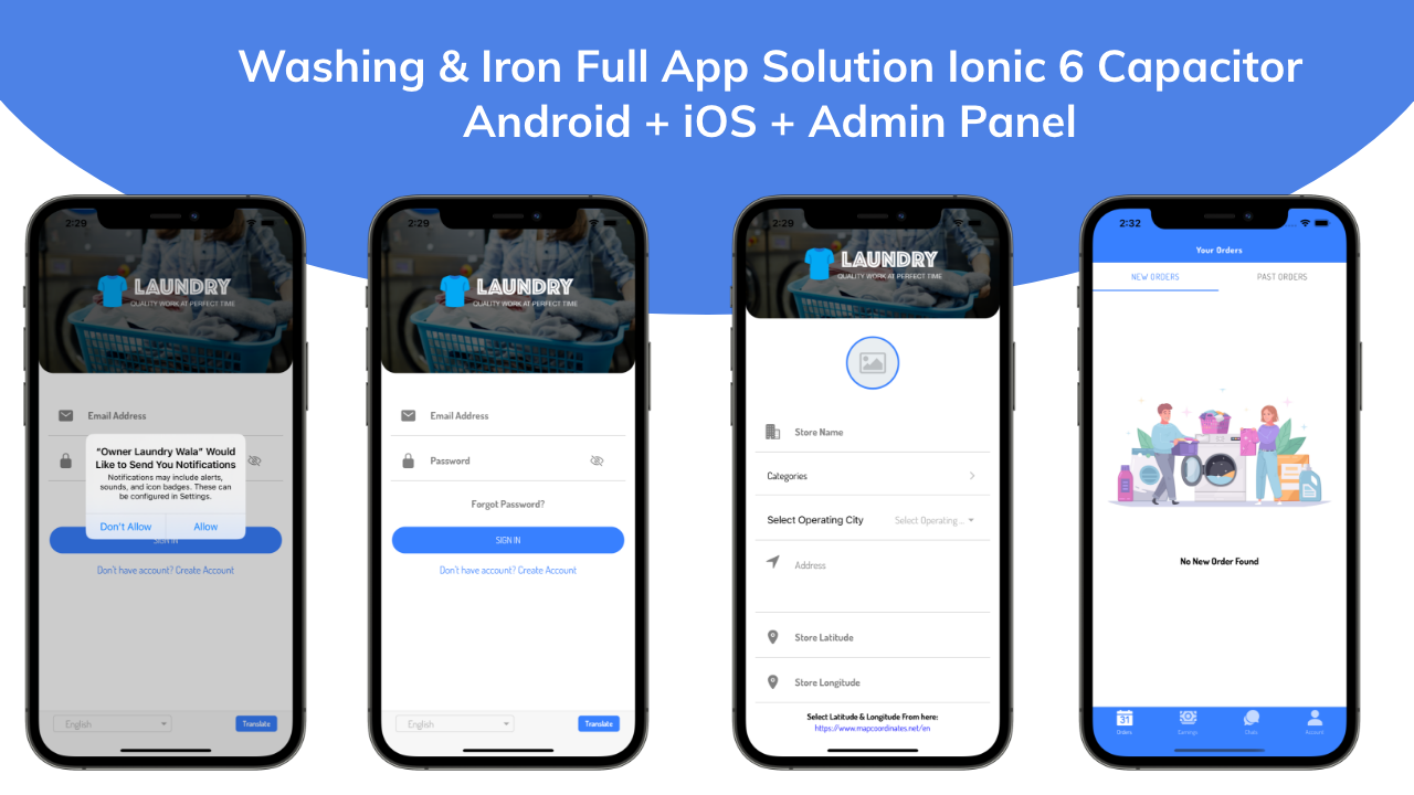 clothes washing and laundry multi-vendor full app solution android ...