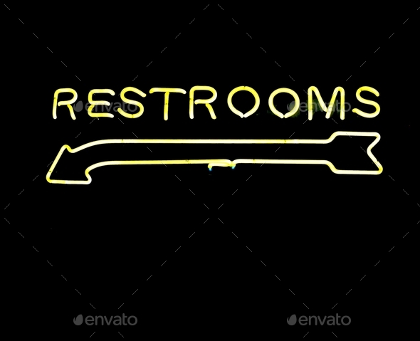 Very cool restroom neon yellow sign Stock Photo by TonyTheTigersSon