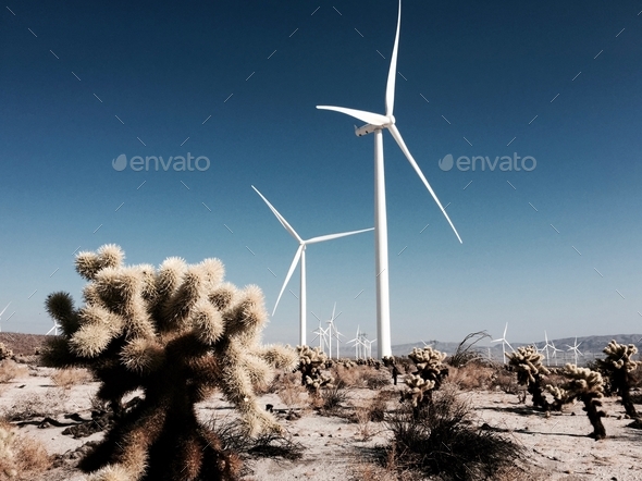 Clean wind energy at work in the California dessert. Stock Photo by ...