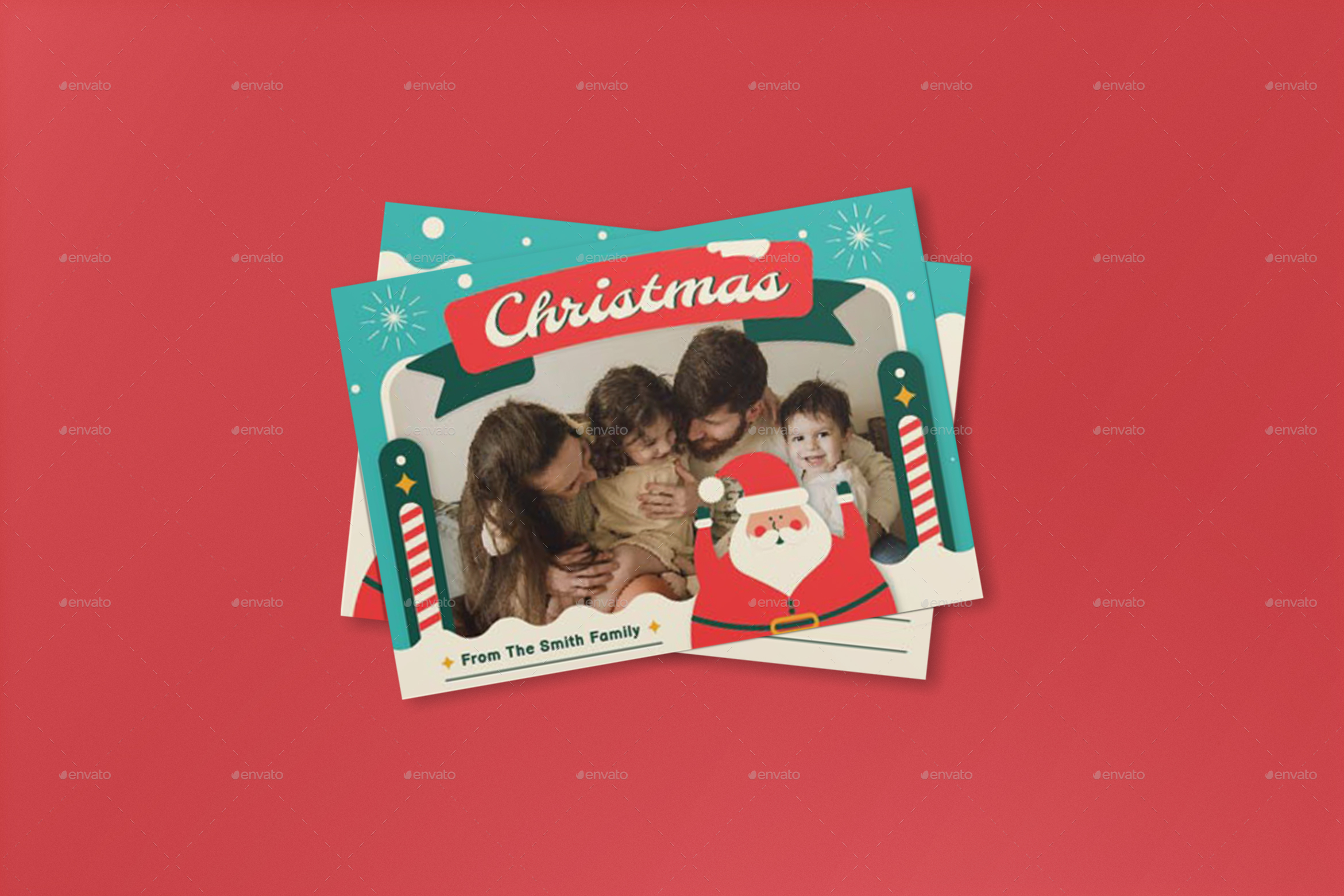 Blue Flat Design Christmas Greeting Card, Print Templates | GraphicRiver