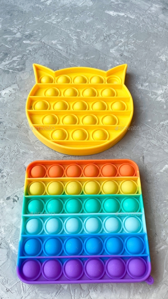 Rainbow Square Cat Fidget Toys Pop-it on the gray background. Push Pop ...