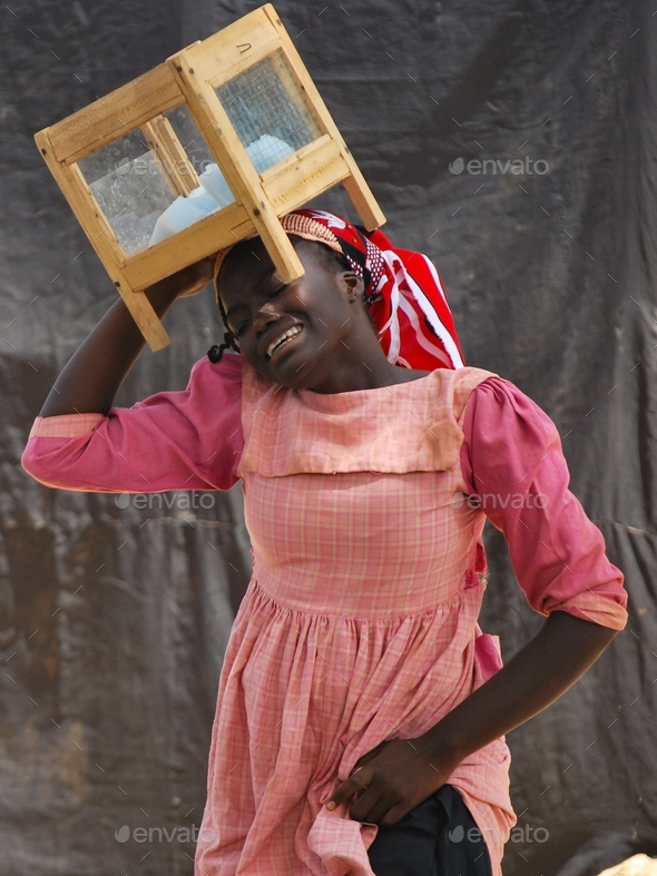 Poor girl dressed in pink selling salt at the market and crying ...