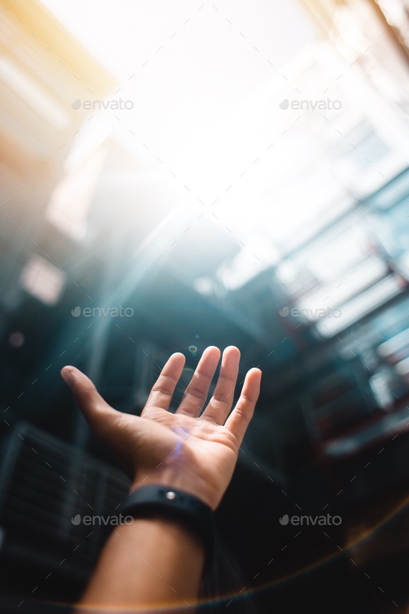 Open hand reaching to sky Stock Photo by justingovender_ | PhotoDune