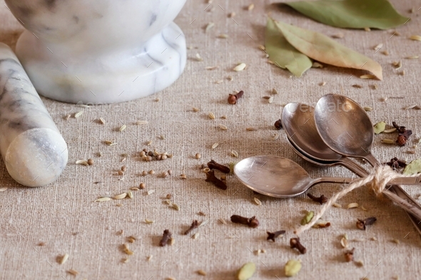 Fragrant spices for the preparation of delicious dishes. Spices in ...