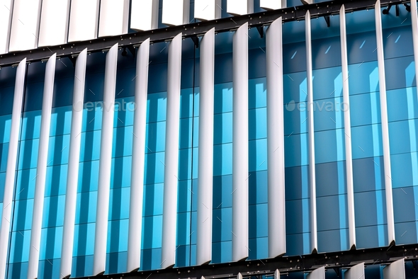 The facade of a modern building with an innovative facade made of ...