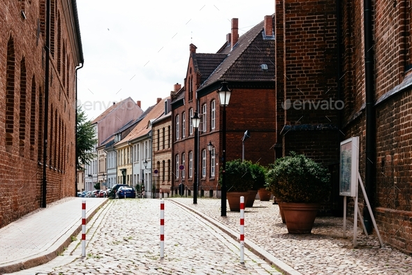Street in historic centre of Wismar, Germany Stock Photo by JJFarquitectos