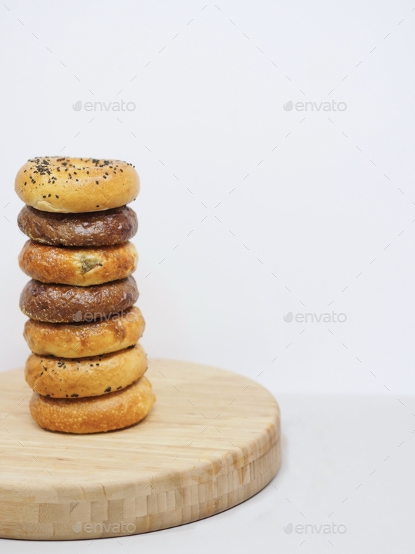 Bagel stack Stock Photo by CiderTeak | PhotoDune