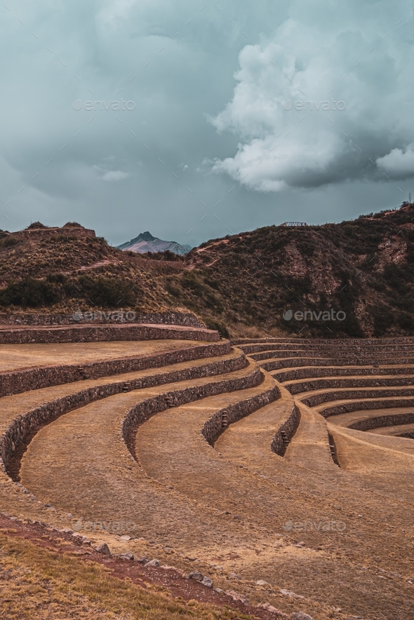 Steps of View of Moray Incas ruins, Peru Stock Photo by kristinagain_
