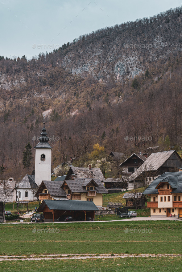 Slovenian village in the mountains Stock Photo by kristinagain_ | PhotoDune