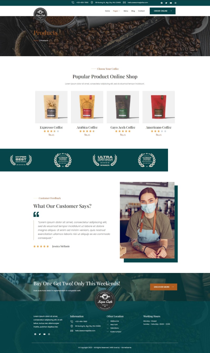 Kope - Cafe Coffee Shop & Bar Elementor Template Kit by Rometheme ...