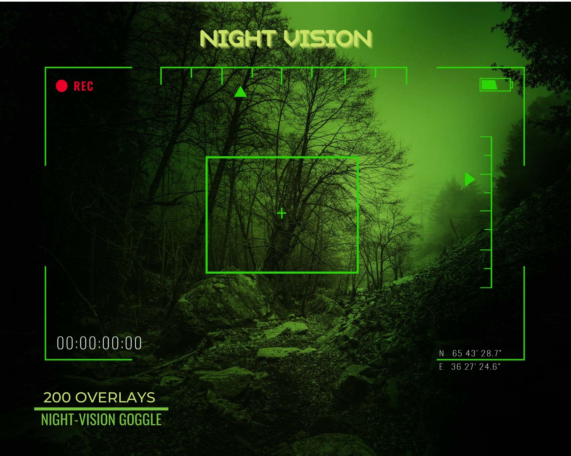 Night Vision Goggle - 200 Overlays, Add-ons | GraphicRiver