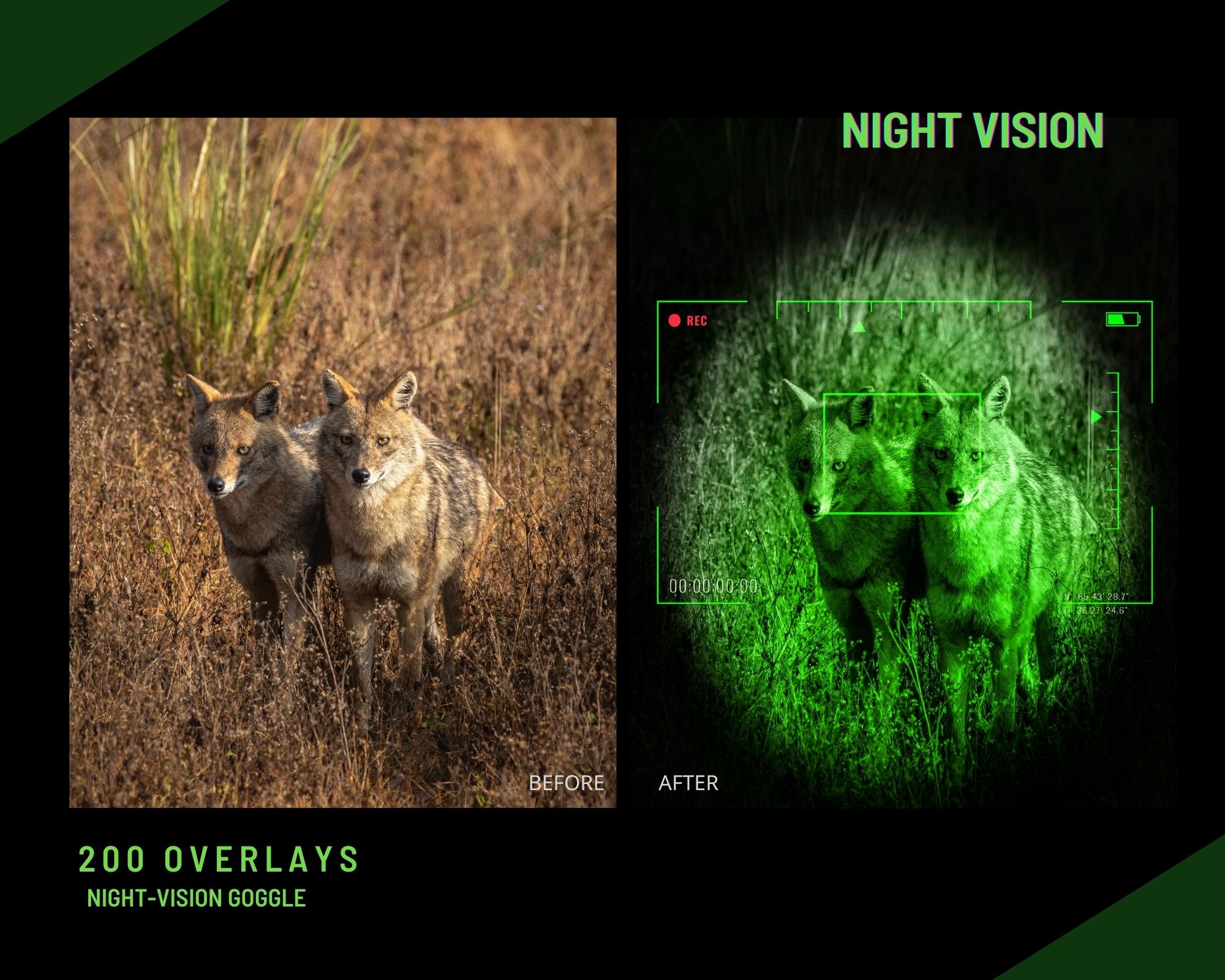 Night Vision Goggle - 200 Overlays, Add-ons | GraphicRiver