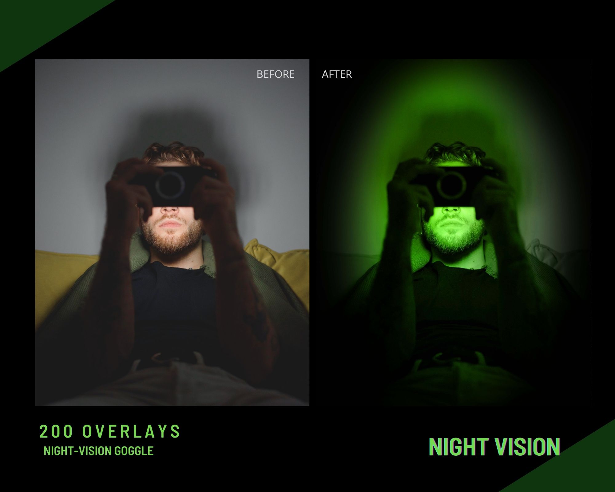 Night Vision Goggle - 200 Overlays, Add-ons | GraphicRiver
