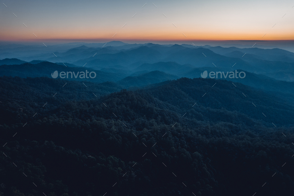 Twilight Sunset ,after sunset in the sky in the forest Stock Photo by ...
