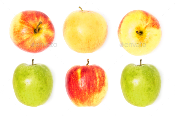 composition of apples in various positions isolated on white Stock ...