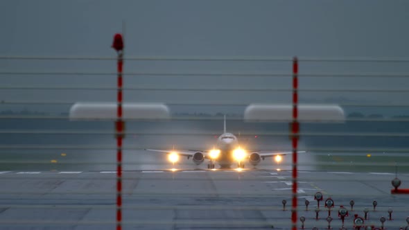 Airplane Taking Off in the Early Morning, Stock Footage | VideoHive