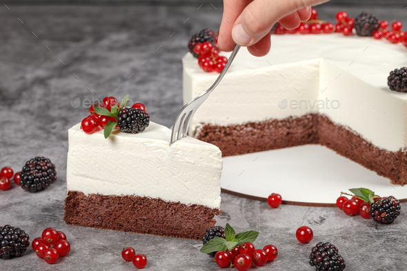 Whipped cream cake. Homemade creamy dessert Stock Photo by Shandor_gor