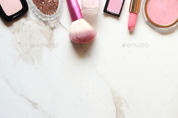 Pink cosmetics border background Stock Photo by MPPLLC45 | PhotoDune