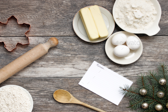 Baking scene and objects with recipe theme Stock Photo by MPPLLC45