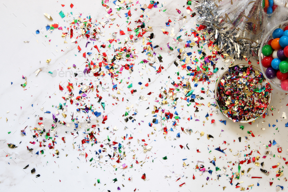 Confetti filled party table Stock Photo by MPPLLC45 | PhotoDune