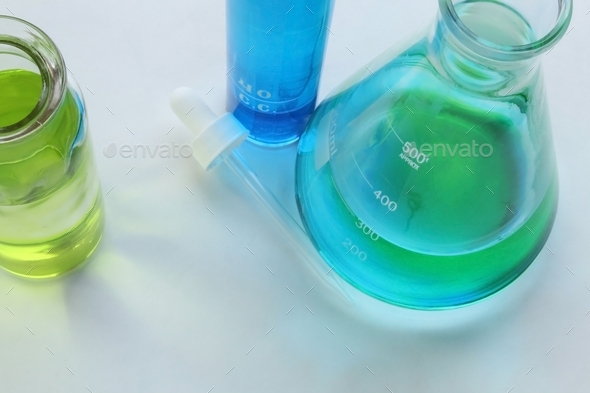 Laboratory objects and liquids Stock Photo by MPPLLC45 | PhotoDune