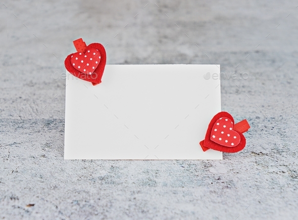White empty love letter with red hearts to celebrate Valentine's Day ...