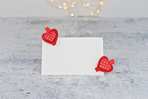 White empty love letter with red hearts to celebrate Valentine's Day ...