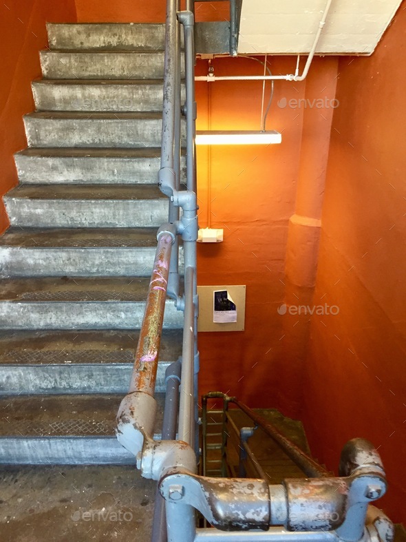 Industrial metal pipe staircase Stock Photo by davidprahl | PhotoDune