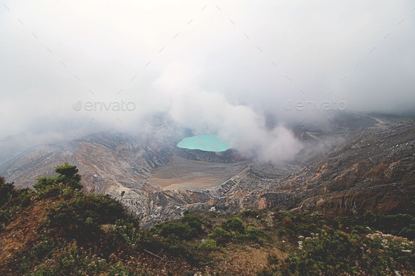 Volcanic mountain. Costa Rica. Earth. Smoke. Smog. Mountain. San Jose ...