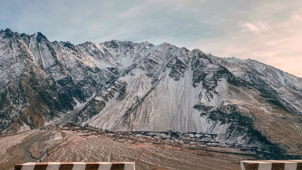Snow mountains. Hunza Valley. Pakistan. Winter vacations. Stock Photo ...