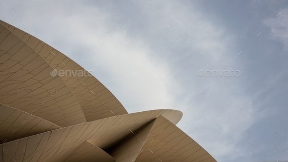 Futuristic building. Architecture. Desert Rose. Building exterior. Doha ...
