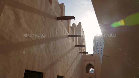Qatari architecture at old palace, at national museum of Qatar Stock ...