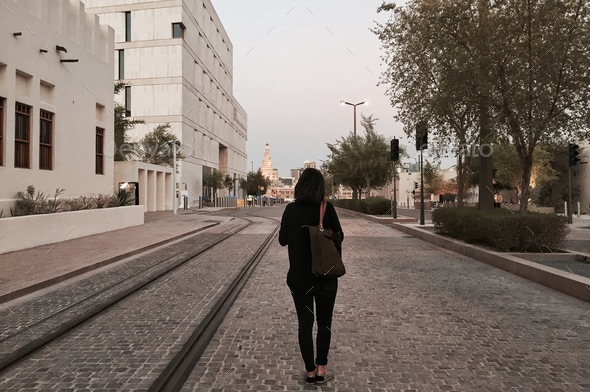 Photo of a girl from back, urban, city, street, one person, looking ...
