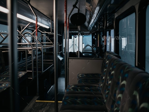 Empty bus shuttle public transportation transit urban street life daily ...