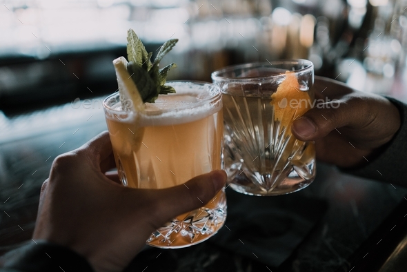 Cocktail glasses cheers clinking cheers bar restaurant dining out date ...