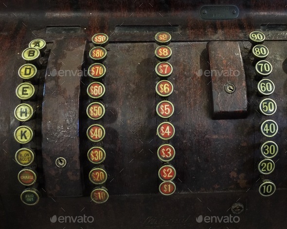 Vintage cash register buttons and front Stock Photo by bwise346 | PhotoDune