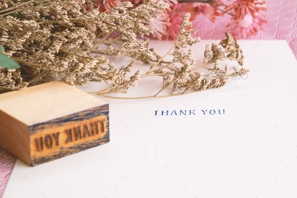 A note by stamped text to say Thank you Stock Photo by nattanartp ...
