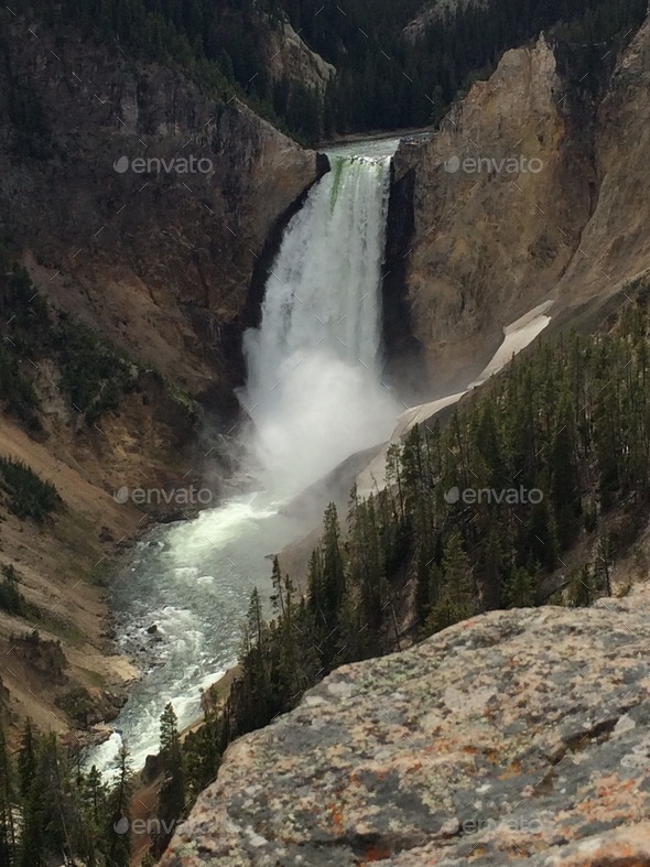 Yellowstone waterfalls great view of the powerful nature moment the ...