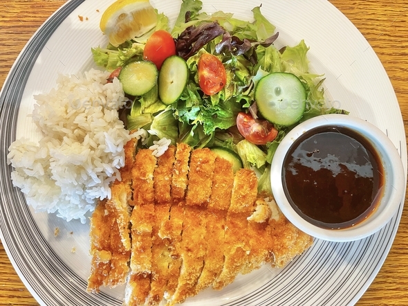 Chicken Katsu - Breaded organic chicken breast, panko, Asian greens ...