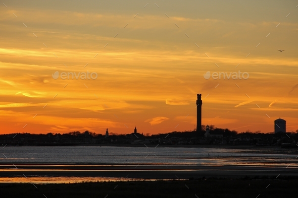 Beautiful sunset in Province Town. Cape Cod. RI. With the Pilgrim ...